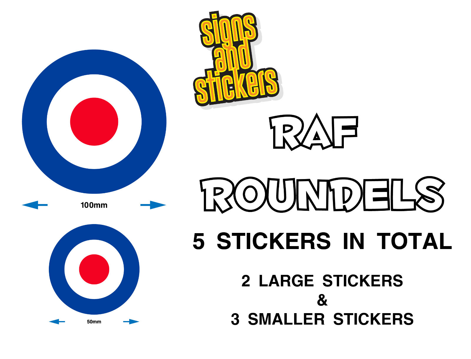 RAF Roundels 5 PACK, Top quality stickers decals, van car scooter mods ...