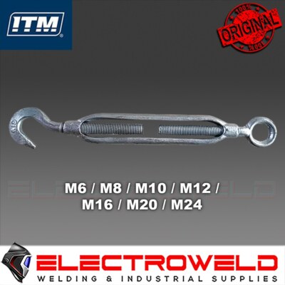 ITM M20 Turnbuckle Hook & Eye Galvanised Cable Rope Tension Adjuster ...