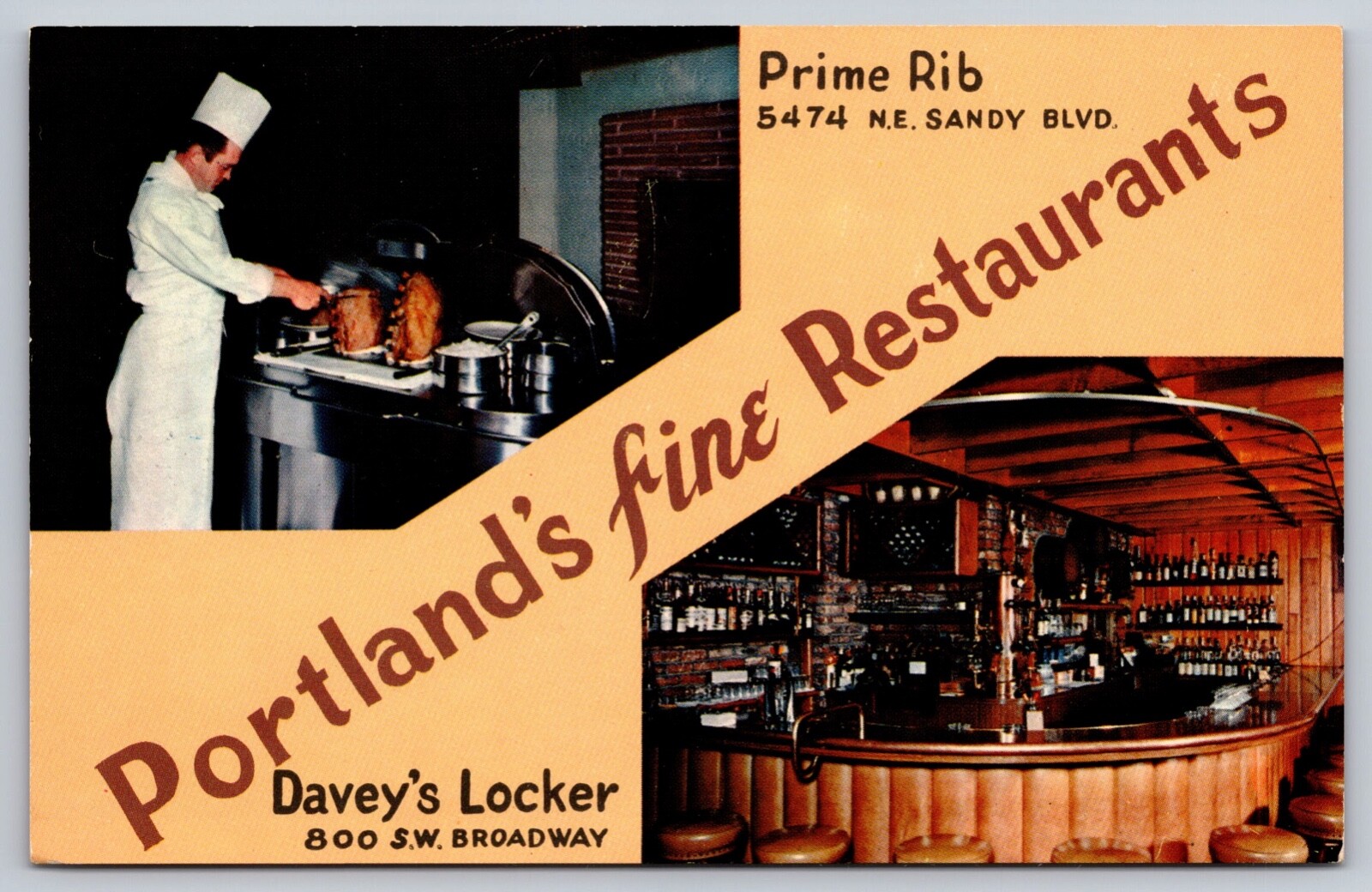 Portland's Fine Restaurants: Davey's: Locker, The Prime Rib: Postcard ...