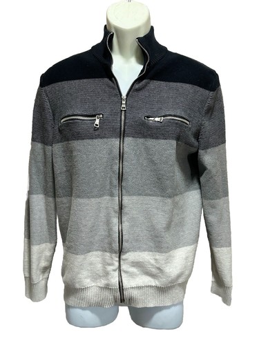 INC International Concepts Black/Gray/White Sweater Collared Neck Size ...