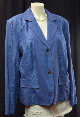 CWC Coldwater Creek Jacket Blazer light coat Shabby lace linen mix blue ...