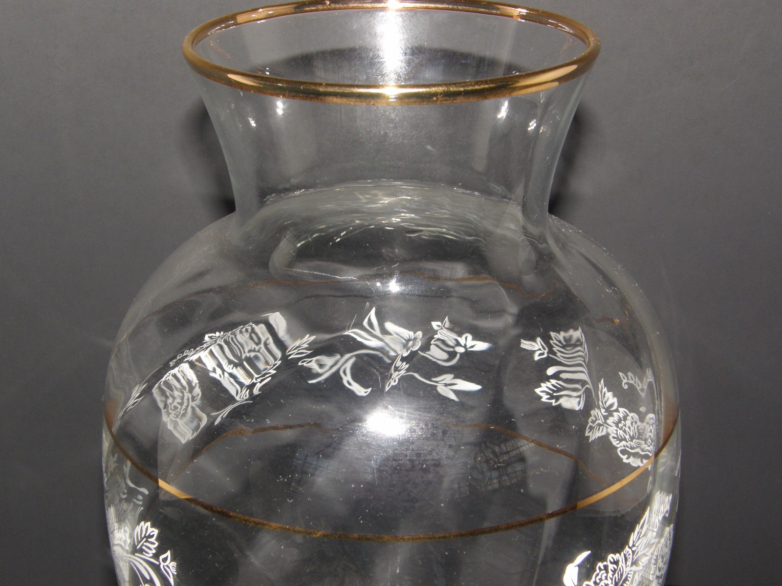 PASABAHCE TURKEY ART GLASS CRYSTAL ETCHED GLASS FLOWER DESIGN VASE ...