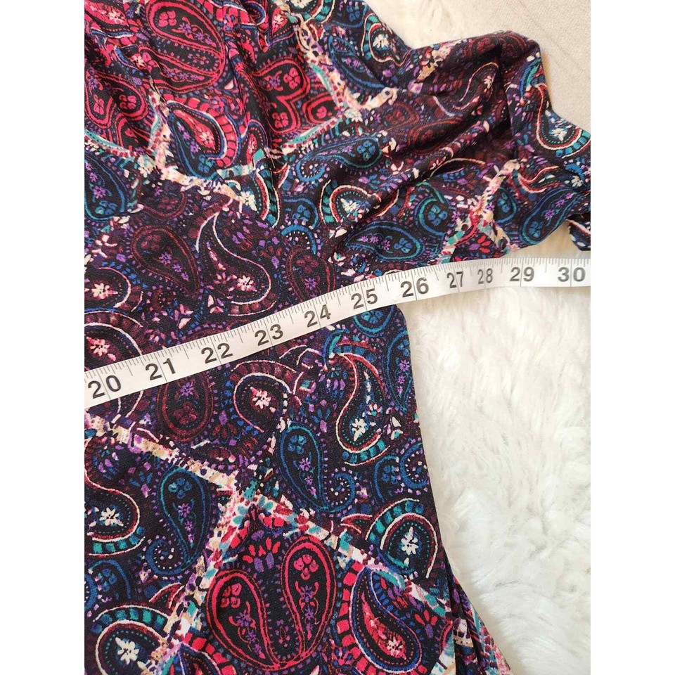 Catherines Womens Multicolor Paisley Print Round Neck Long Sleeve ...