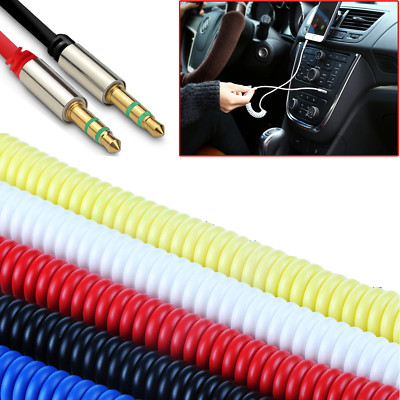 AUX Cable 3.5mm Jack Audio Auxiliary Coiled Lead - Phone Car Headsphone ...