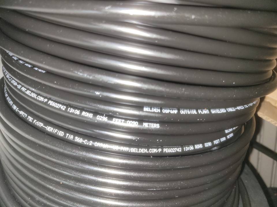100ft Coil Cut Belden Outdoor Cat6A OSP6AF 23/4P F/UTP OSP Gel-Free ...