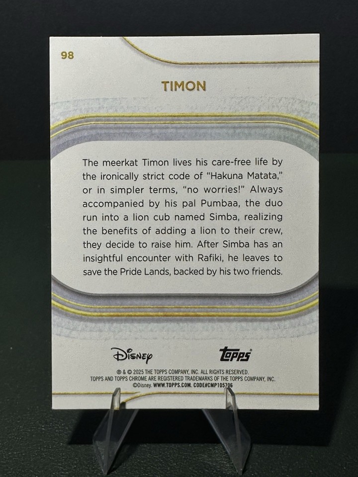 2025 Topps Chrome Disney Timon Lion King #98 Blue Mini Diamond ...