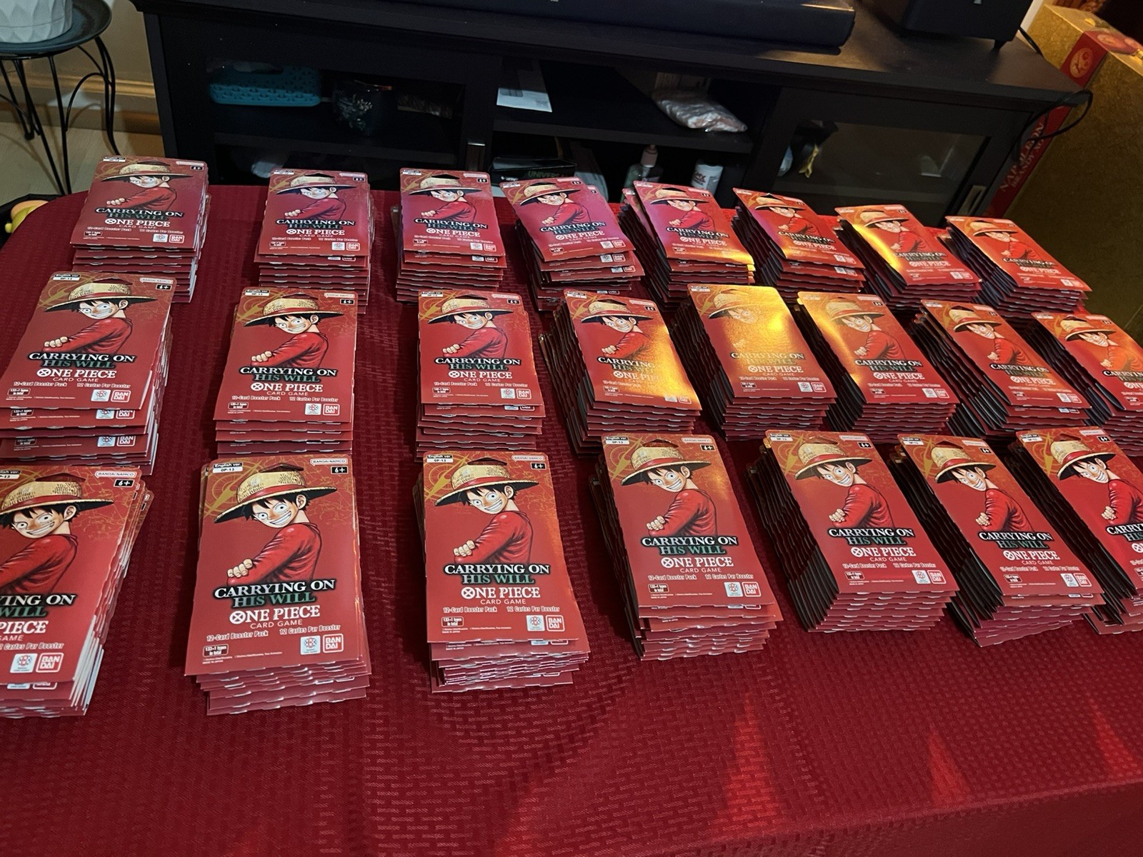 Lot of (237) One Piece OP-13 Carrying On His Will Sleeved Booster Packs ...