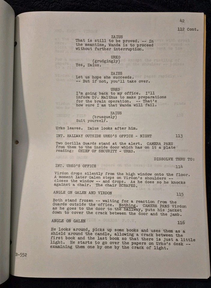 Planet Of The Apes Original Used Script; The Interrogation | eBay