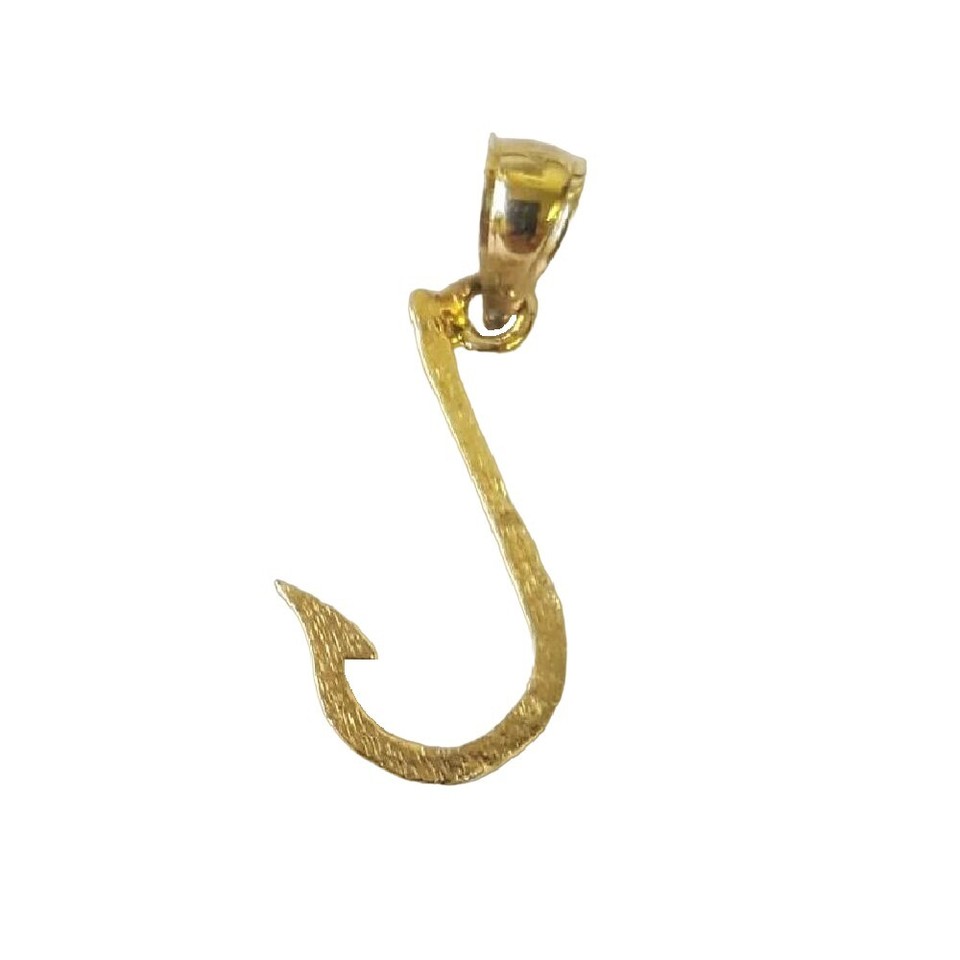 14k Yellow Gold FISH HOOK Pendant / Charm, Made in USA | eBay