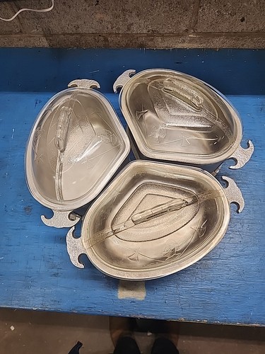 3 Guardian Ware Cast Aluminum Triangular Cookware Matching glass lids ...