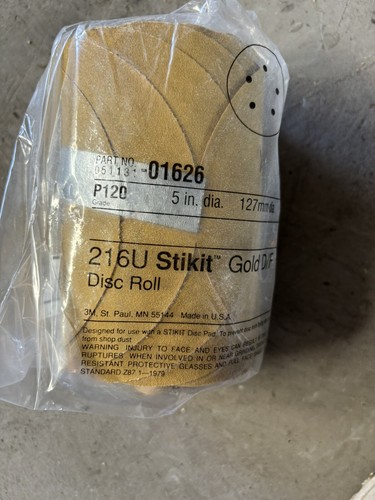 3M Stikit 216U Gold Disc Roll P120 5” Dia 125 Discs 120 grit | eBay