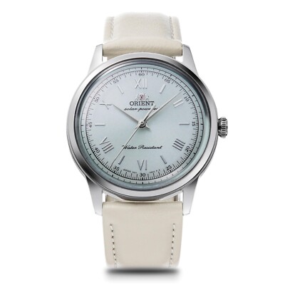 Orient Bambino RN-WK0002E Solar Powered Blue Gray Dial Leather Dress ...
