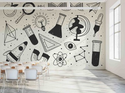 3D School Hand-drawn Science Theme Wall Murals Wallpaper Murals Wall ...