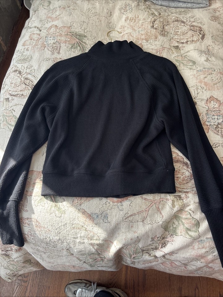 Alo Waffle Weekend Escape Mock Neck Long Sleeve, Black, New $138 | eBay