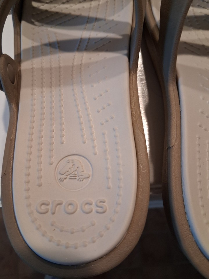 Crocs Wedge Slip On Sandal Women's Size 10 Two Tone Brown | eBay