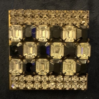 Vintage Square Gold Tone Cosmetic Compact with Mirror and Jeweled ...