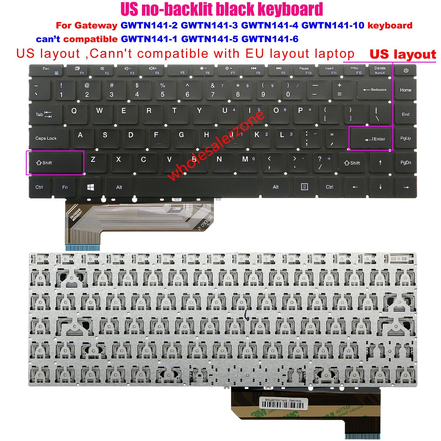 US Keyboard for Gateway GWTN141-2 GWTN141-3 GWTN141-4 GWTN141-10 ...