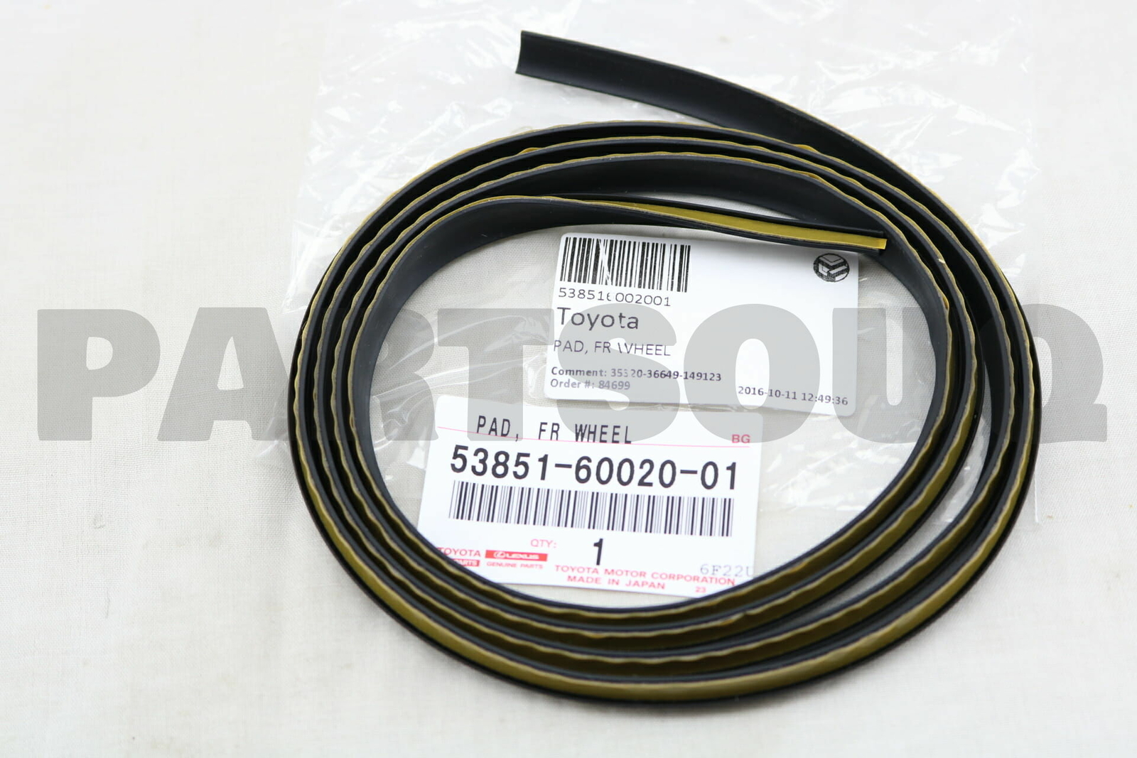 538516002001 Genuine Toyota PAD, FRONT WHEEL OPENING EXTENSION, NO.1 | eBay