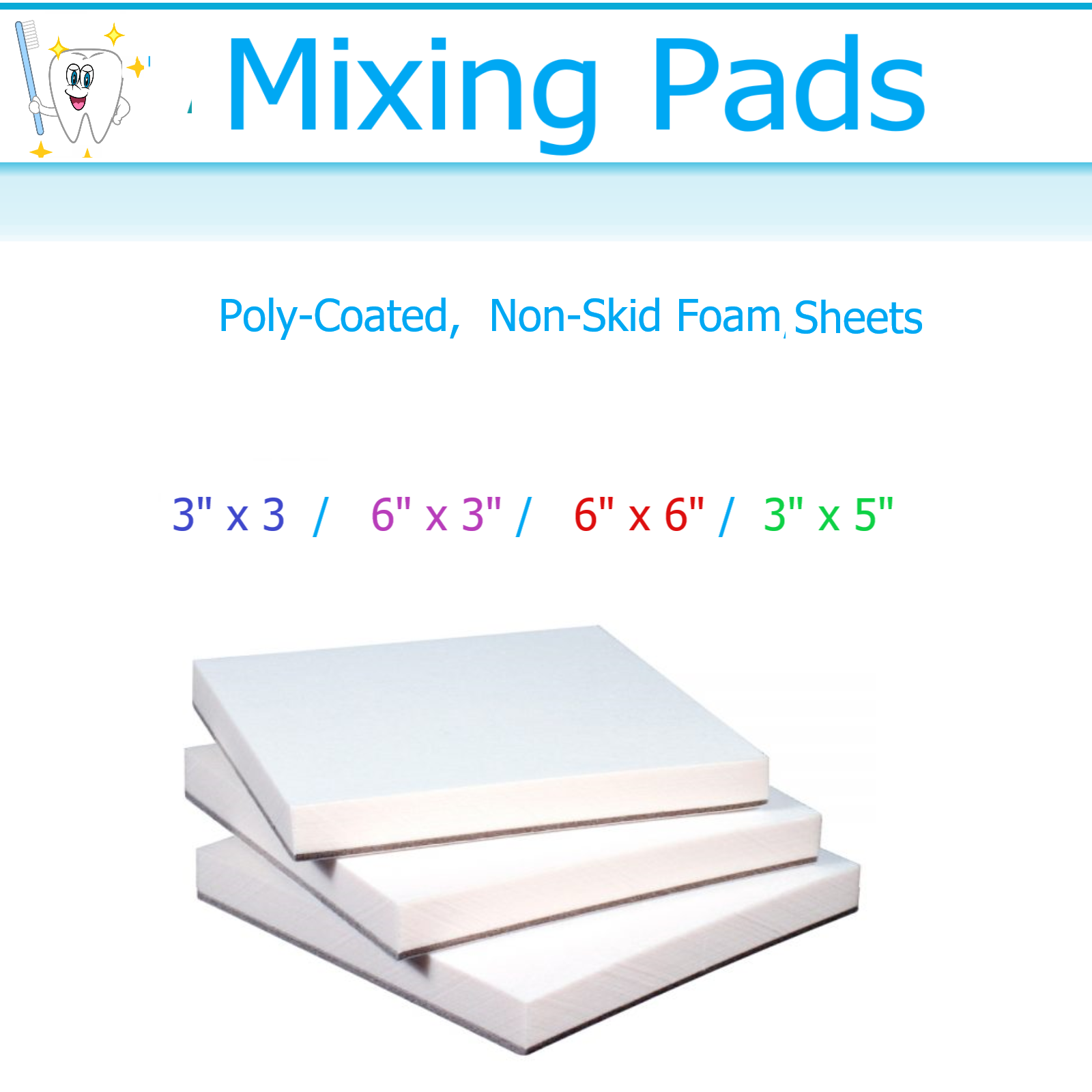 Dental Mixing Pads Paper/Poly Coated Disposable 3x3, 6x6, 6x3, 3" x 5 ...