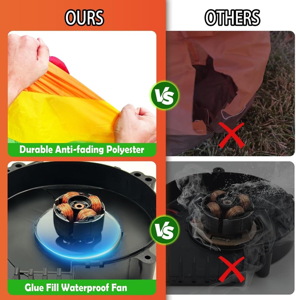 8FT Christmas Inflatables Yeti Family with Santa Hat, Christmas Blow up ...