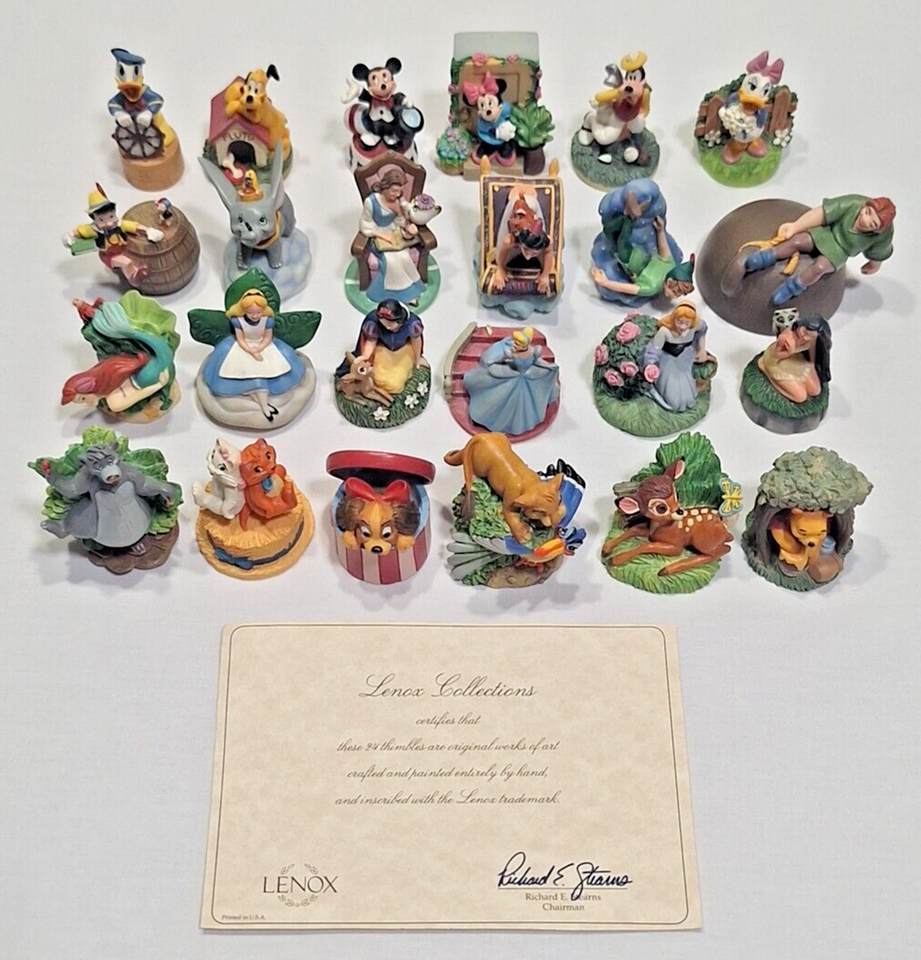 Disney Lenox Collection Thimble Complete Lot of 24 Rare 1988 with ...