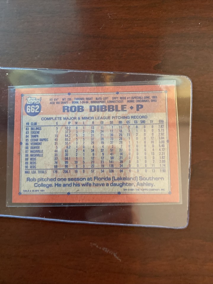 1991 Topps Desert Shield Rob Dibble #662 Reds Sharp Corners&Surface ...