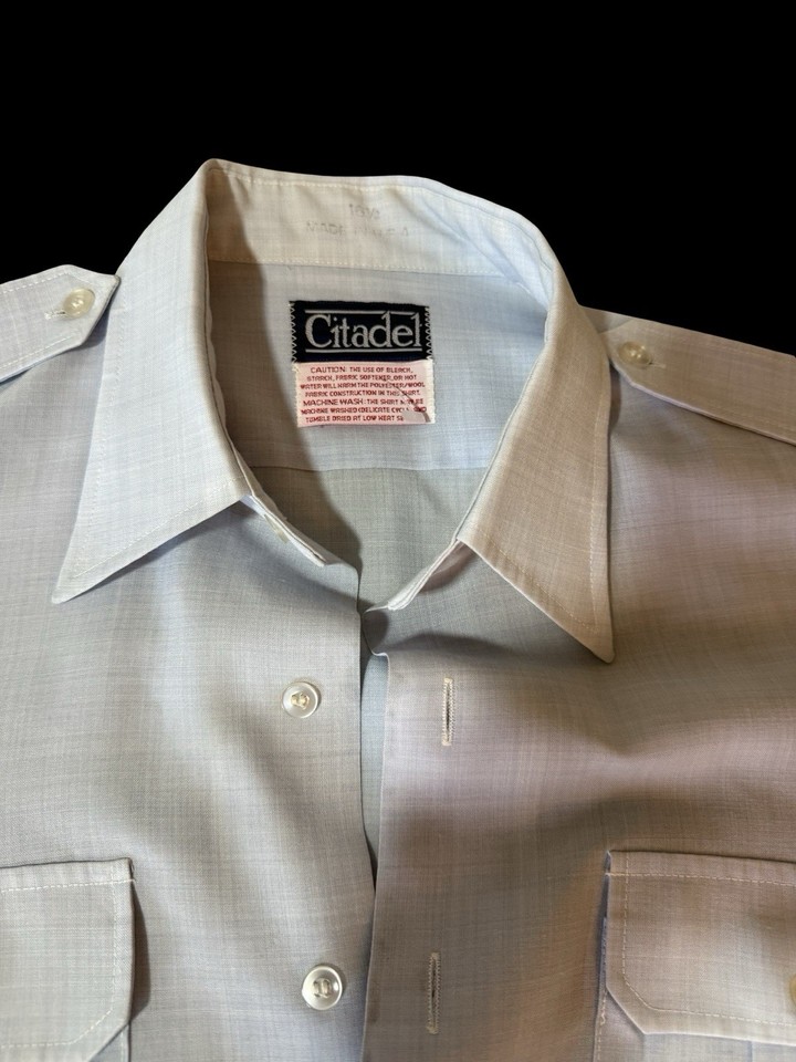 VTG Citadel Military Style Button Down shirt polyester wool blend Mens ...