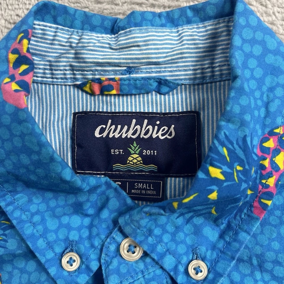 Chubbies Polo Shirt Mens Small Blue Pineapple AOP Beach Golf Coastal | eBay