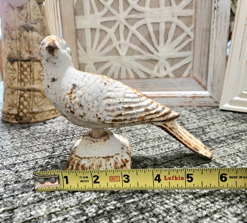 2 Vintage Cast Iron Pigeon Dove Bird Statues 6" Door Stop Rust Rusty ...