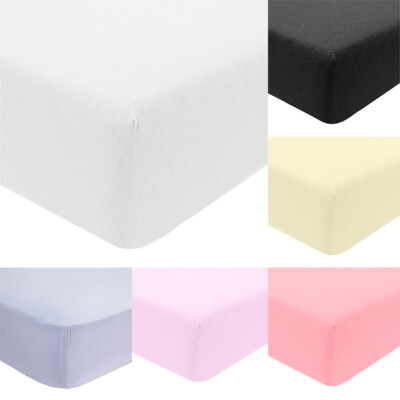 Jersey Stretch Fitted Sheet 100% Pure Cotton, Extra Deep 30cm, Double ...