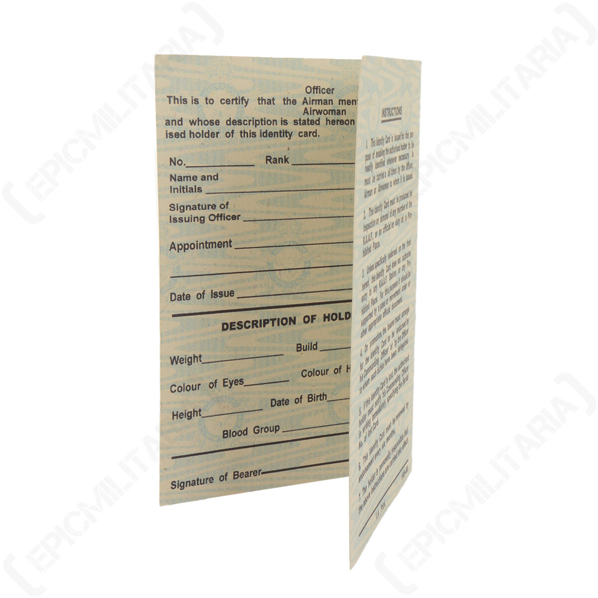 WW2 Australian Air Force ID Card Reenactment Military Identity Air ...