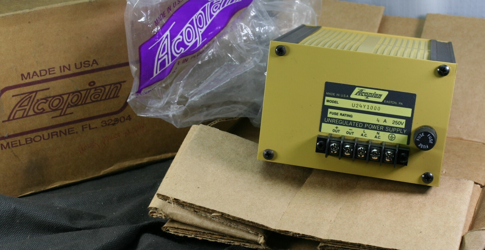One (1) Acopian U24Y1000 Unregulated Power Supply AC-DC Gold Box USA ...