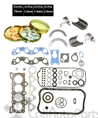 88-95 Honda Civic 1.5 16V SOHC D15B D15B7 D15B8 Full Set Rings Main Rod ...