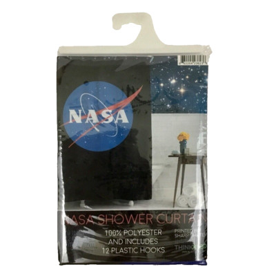 NASA Shower Curtain Space Logo Home Decor 70.8" x 72" Polyester w/ 12 ...