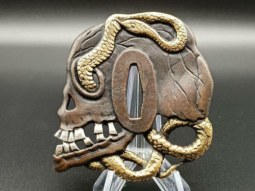Tsuba Japanese Sword Hand Guard | Skull and Snake Samurai Armor Katana ...
