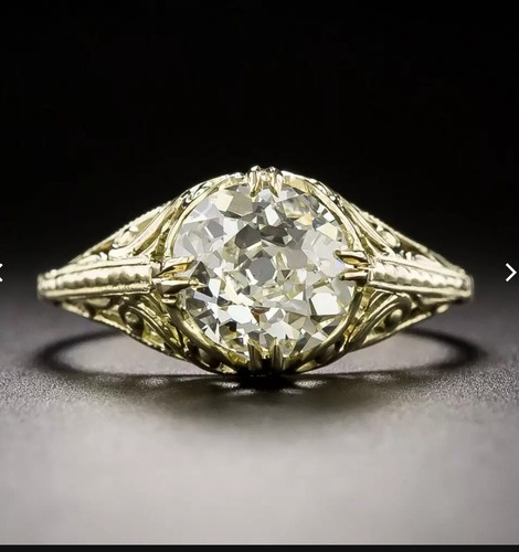 Engagement Yellow Gold Plated Solitaire Ring 925 SS Rings CZ Women ...