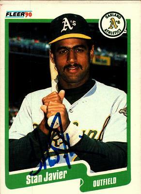 Stan Javier autographed baseball card (Oakland Athletics) 1990 Fleer ...