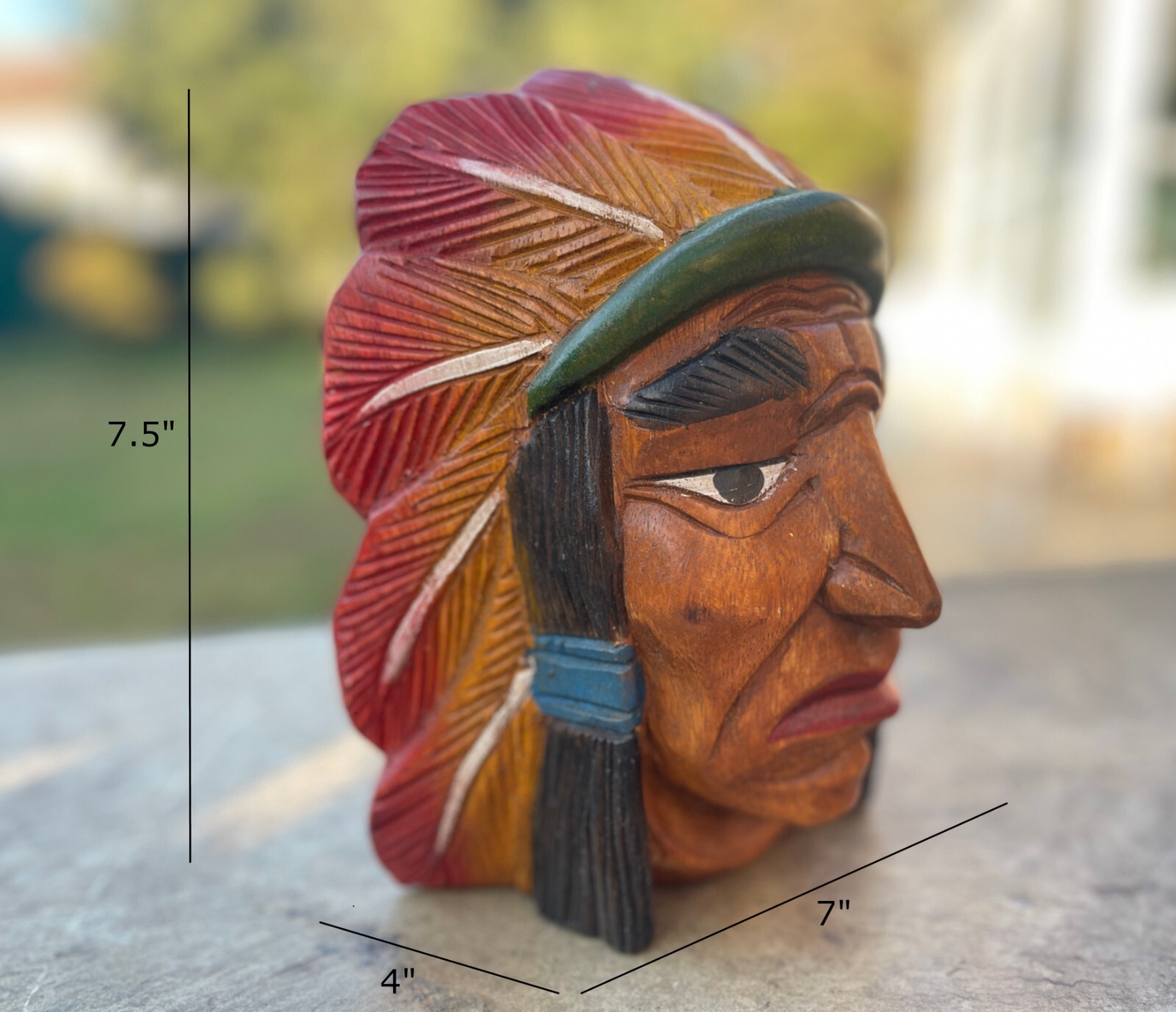 Hand Carved Wood Indian Head Chief Bust Tobacco Store Cigar Shop ...