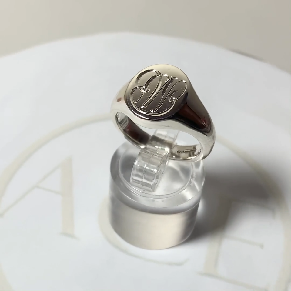 NEW Initials Engraved 925 Solid Sterling Silver Oval Signet Rings UK ...
