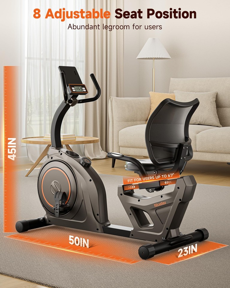Niceday Recumbent Exercise Bike, Recumbent Stationary Bike ,Heart Rate ...