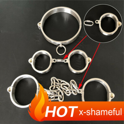 Heavy Stainless Steel Wrist Handcuffs Ankle Cuffs Shackles Lock Binding ...