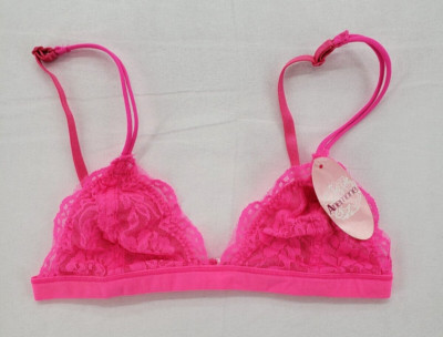 Anemone Misses Size S/M Neon Pink Stretchy Band Floral Lace Bralette ...