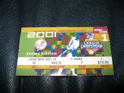 2001 ALCS Game 1 Ticket Stub New York Yankees | eBay