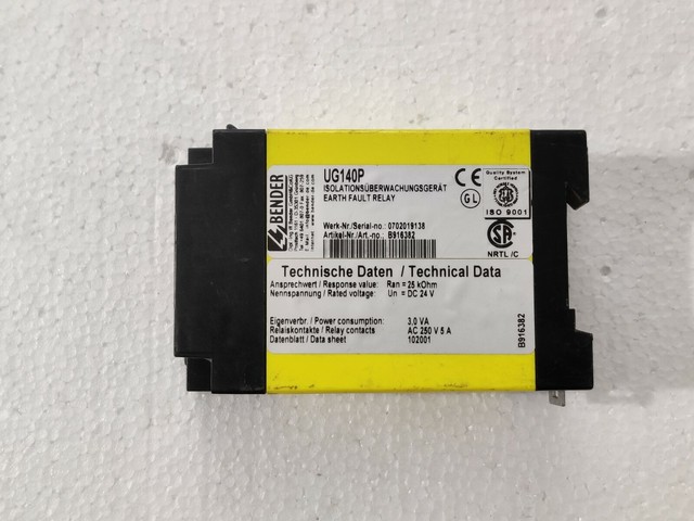 BENDER UG140P EARTH FAULT RELAY B916382 24VDC for sale online | eBay