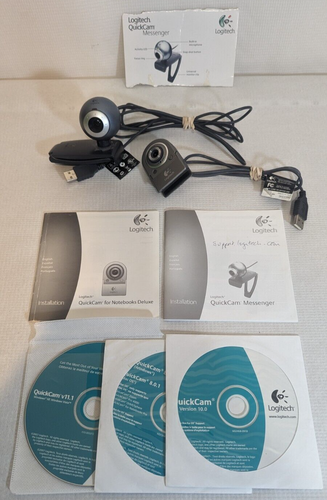 Lot 2 Logitech QuickCam Messenger Notebooks Deluxe Web Cams w Books ...