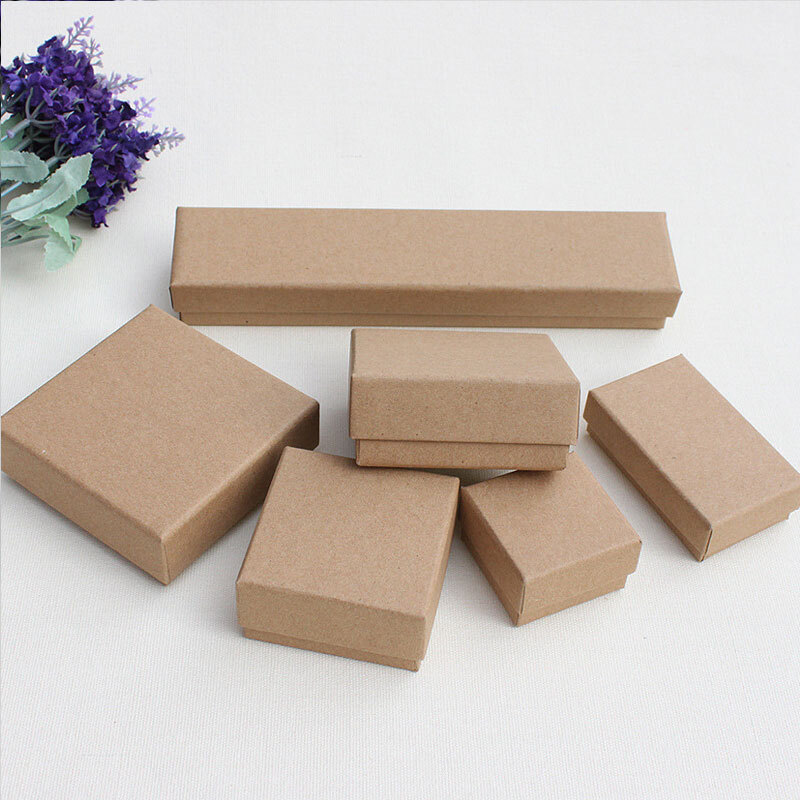 BULK Cardboard Jewelry Gift Boxes Cotton Fill Padding Hard Kraft Paper ...