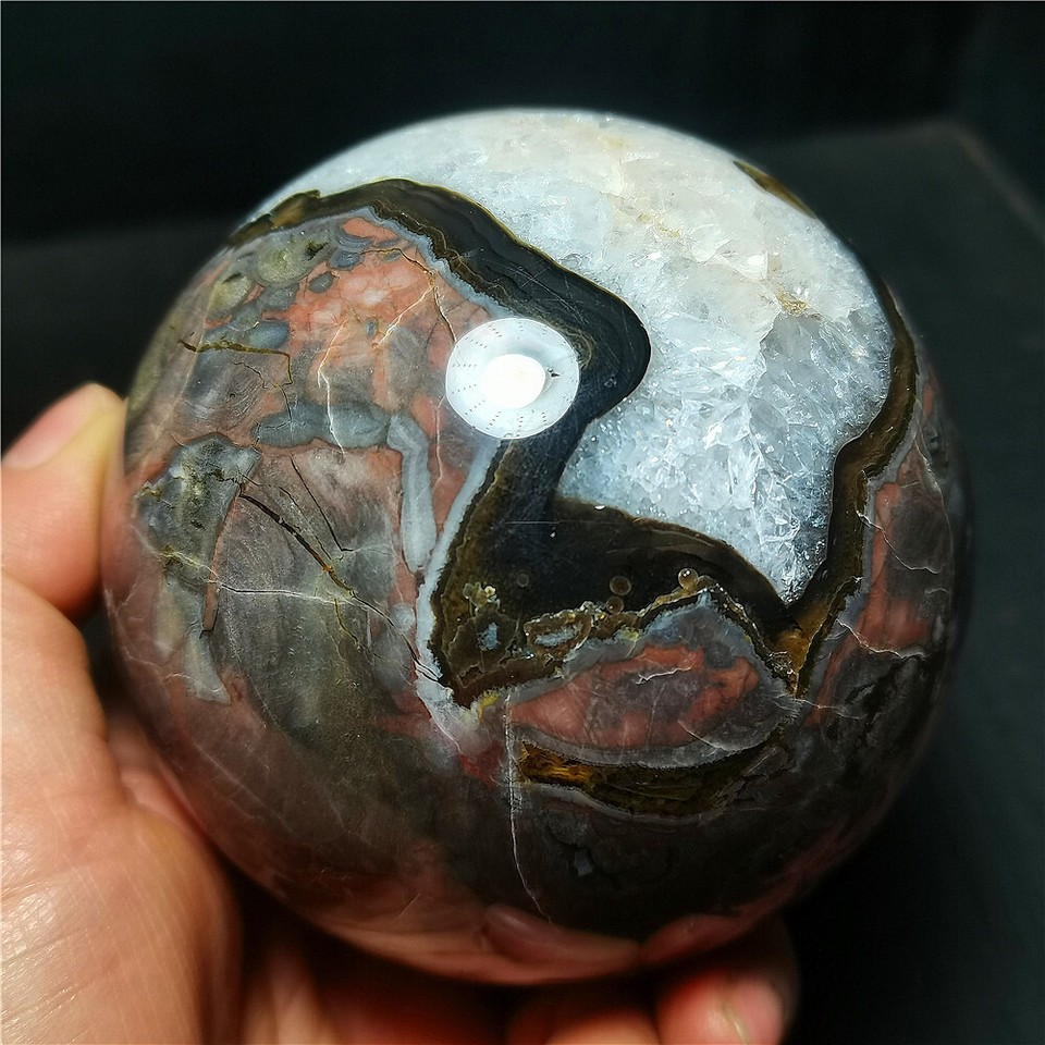 RARE 921g Natural Polished Volcano Colorful Agate Stone Ball Healing ...