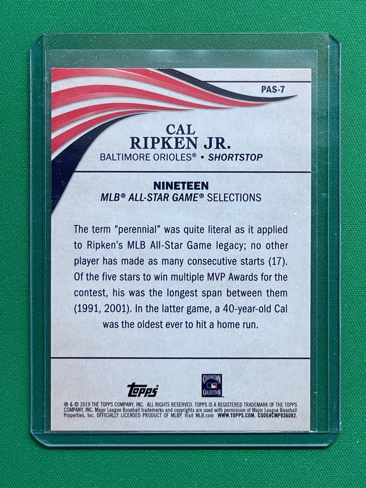 2019 Topps Update #PAS-7 Cal Ripken Jr. Perennial All-Stars | eBay