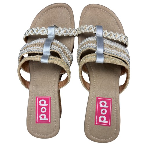 Pop Sandal Women's Wedge Trail Style Slip On Thong Size 9M Tan Beige ...