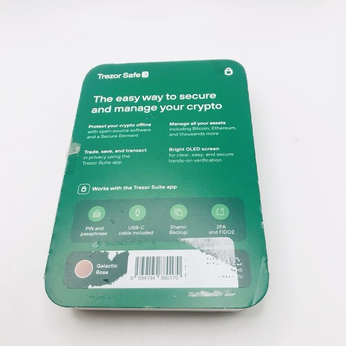 Trezor - Safe 3 - Secure Element Crypto Hardware Wallet - Cosmic Black ...